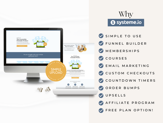 Printable Product & Ebook Sales Page Funnel Template for Systeme.io – H ...
