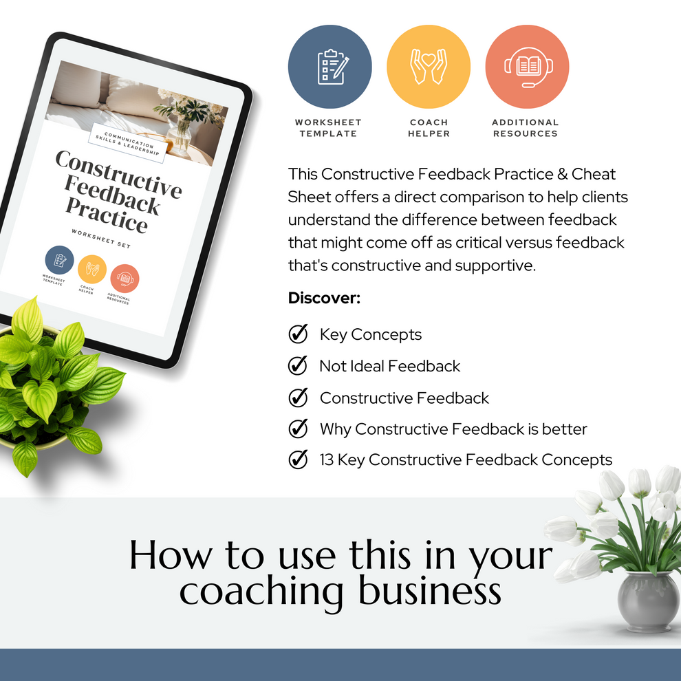 Coaching Worksheet | Constructive Feedback Practice – H. Marie Creative ...